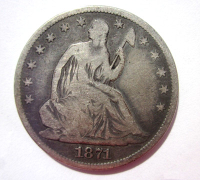 1871-S SEATED LIBERTY HALF DOLLAR 50c COIN SAN FRANCISCO MINT NICE VERY ...