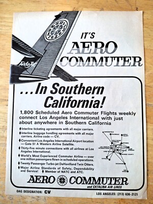 AERO COMMUTER and Catalina Airlines Ad Southern California 11in x 8in ...