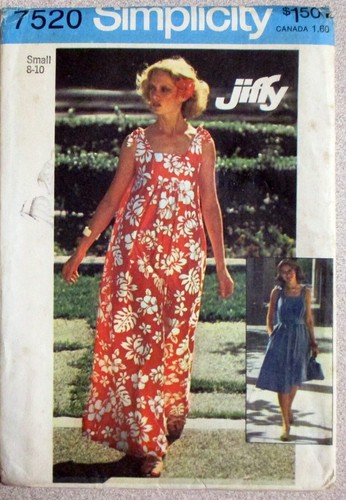 VtgE 1970s Boho Retro Maxi Sun Dress Pattern Sz. 8, 10 Uncut Simplicity 7520 | eBay