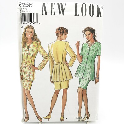 New Look 6256 Button Front Top and Straight Skirt Misses Sz 8 18 Sewing ...