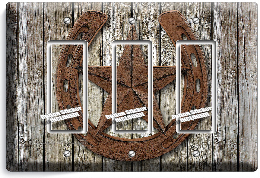 COUNTRY RUSTIC WESTERN COWBOY LONE STAR HORSESHOE LIGHT SWITCH OUTLET ...
