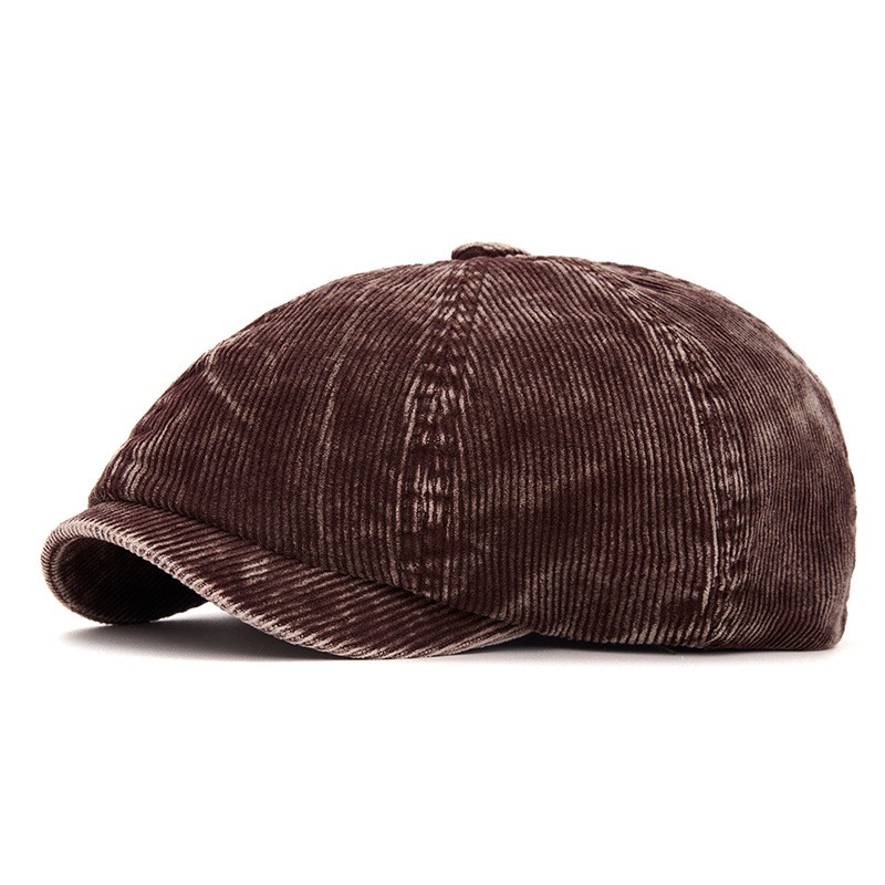 Men Corduroy Newsboy Octagonal Stretch Hat Golf Driving Cabbie Ivy Warm ...