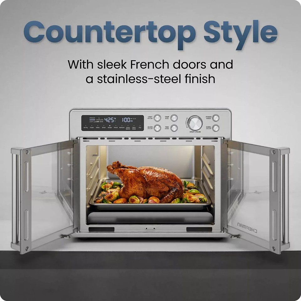 Chefman 10-in-1 Stainless Steel French Door Toaster Oven Air Fryer | eBay