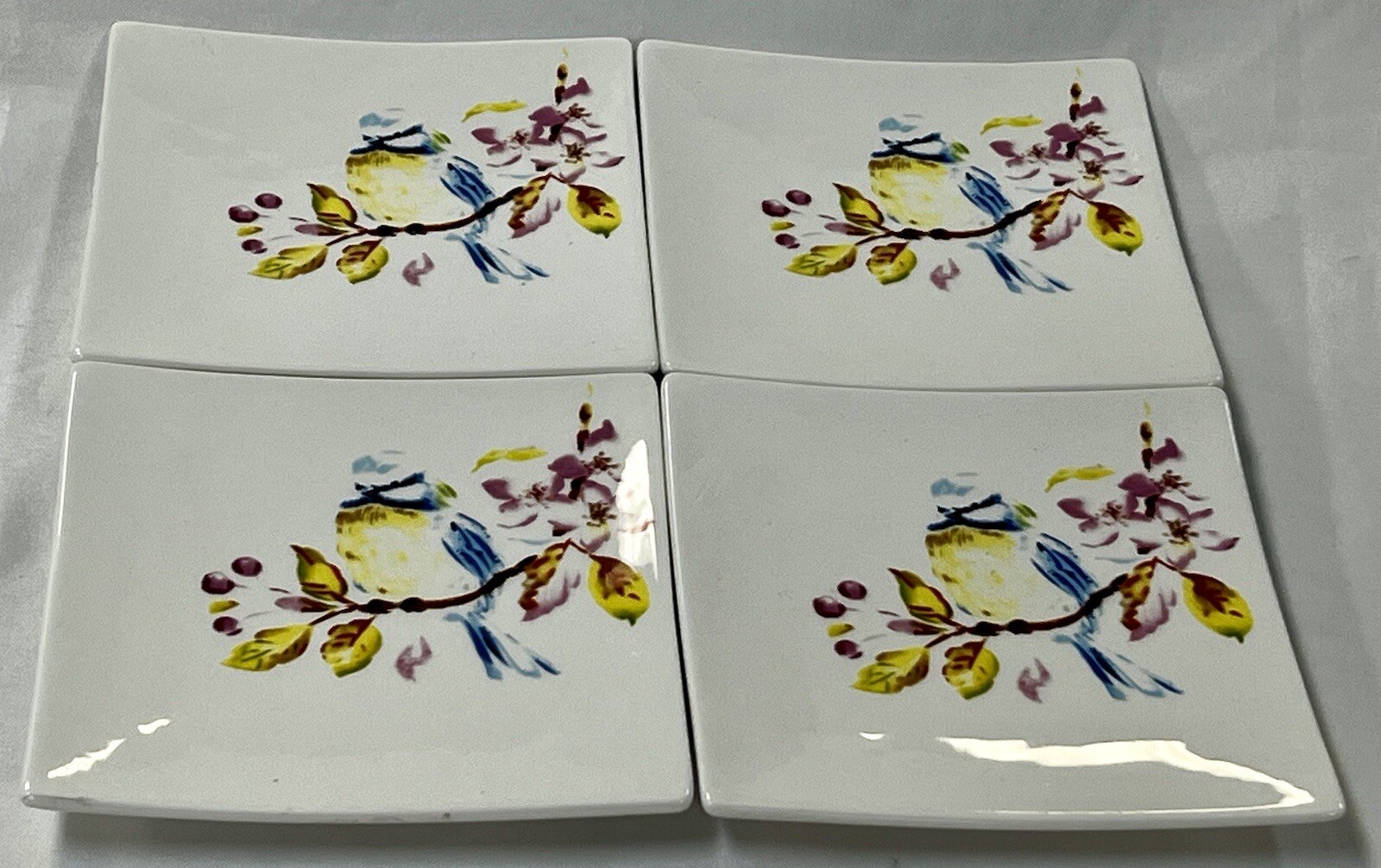 Vintage Pier 1 imports Dolomite Blue Bird Ceramic Salad Appetizer ...