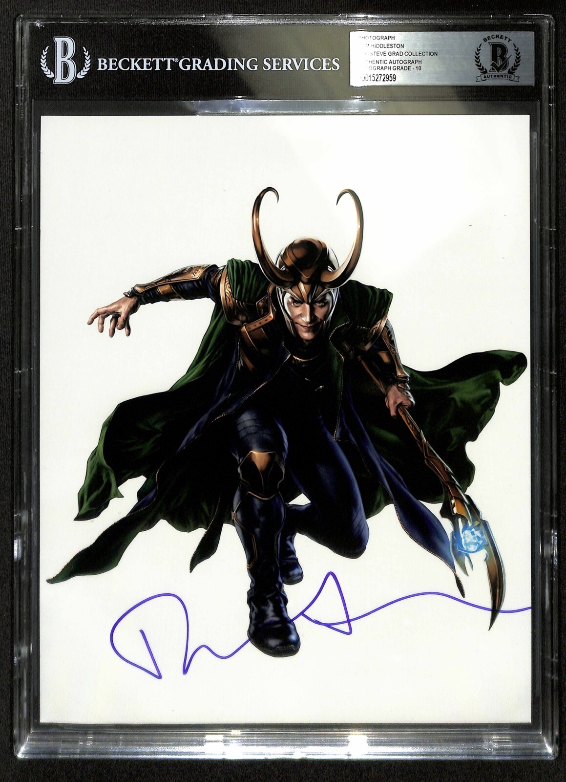 Tom Hiddleston LOKI Signed 8x10 Photo Beckett Slab Auto 10 (Grad ...