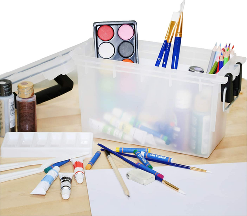 Logix 12535 Stackable Craft Storage Box with Handle Locking Art Supply ...