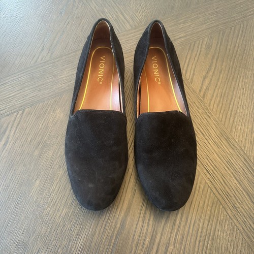 Vionic Flats Womens 7 Black Suede Leather Willa Loafer Classic ...