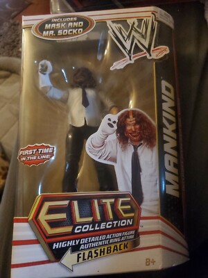 WWE Elite 17 MANKIND Action Figure w/ Mask & Mr Socko Mattel 2012 NEW ...
