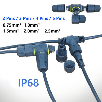 3 Way IP68 Waterproof Electrical Cable Connector 2/3/4/5 Pins ...
