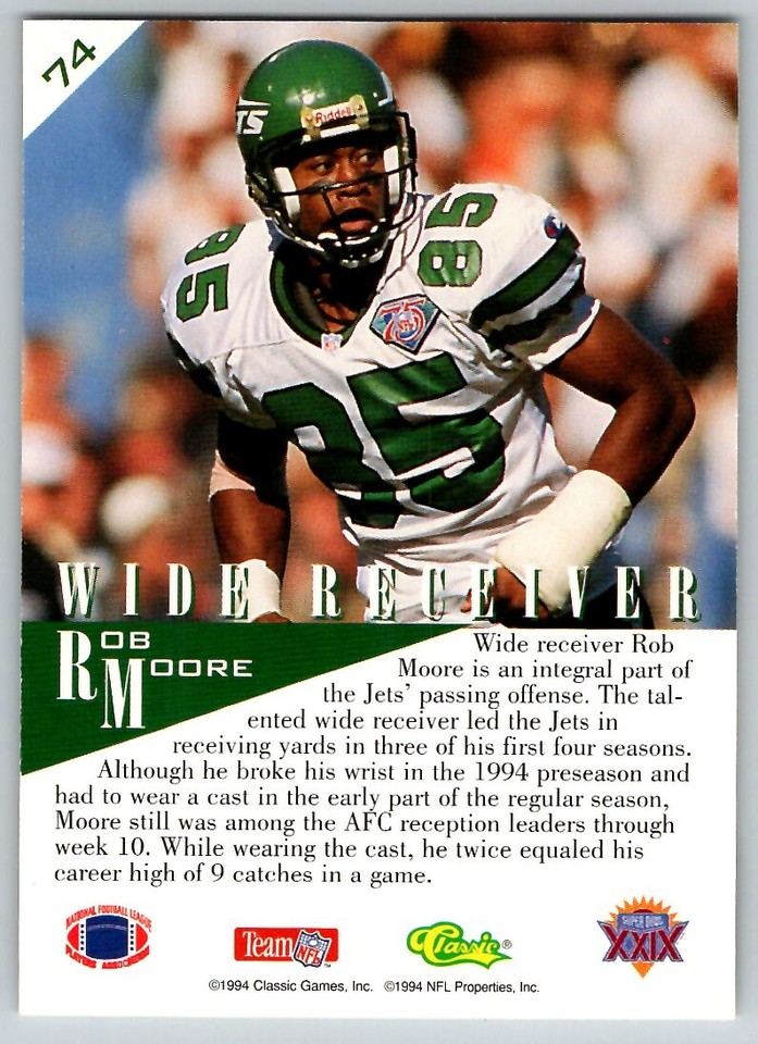 1995 CLASSIC NFL EXPERIENCE ROB MOORE NEW YORK JETS #74B | eBay