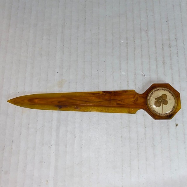 Vintage Genuine Four Leaf Clover Good Luck Charm Plastic Letter Opener ...