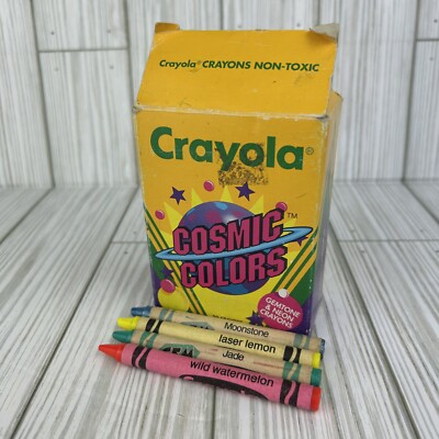 Vintage 1993 Crayola COSMIC COLORS Crayons Gem Tone Neon 32 Count Made ...