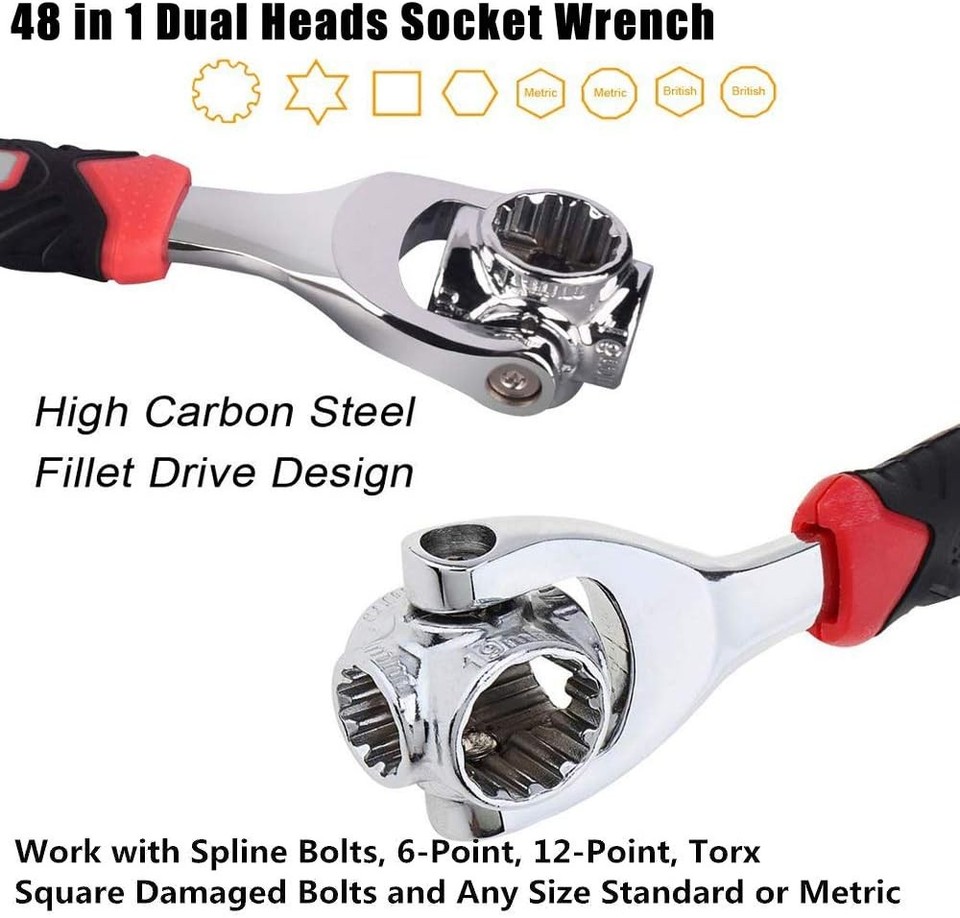 2X 52 in1 Universal Wrench Adjustable Tools Multi-Function Socket Tiger ...