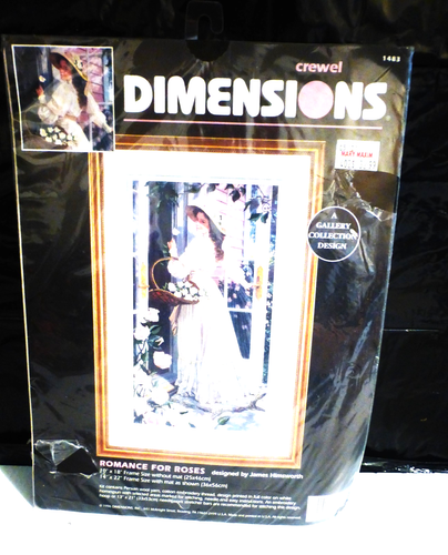 1996 Dimensions ROMANCE 4 ROSES #1483 Crewel Stitchery 18" x 10" James ...