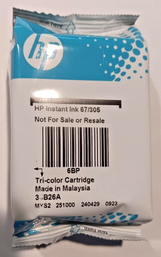 HP Instant Ink Cartridge 67/305 Tri-Color Cartridge 3JB26A New/Open Box ...