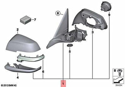 Genuine BMW F30 F31 F35 316d 316i 316Li Heated Outside Mirror Right ...