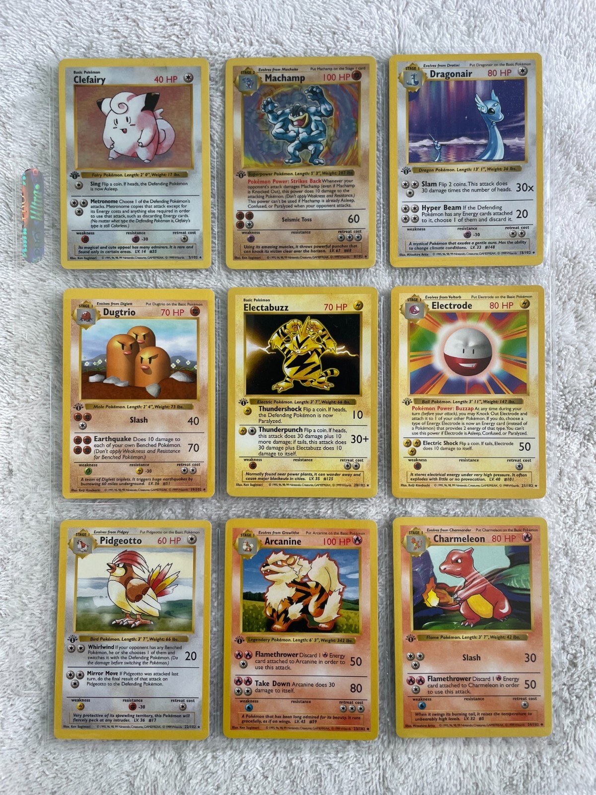 Nearly Complete First Edition Shadowless Pokemon Card Base Set 89 of ...