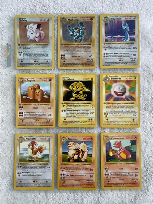 Nearly Complete First Edition Shadowless Pokemon Card Base Set 89 of ...