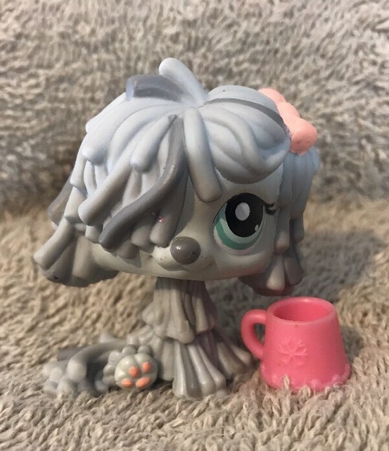 Littlest Pet Shop 1458 Komondor Dog W/Green/Aqua Eyes LPS Puppy | eBay