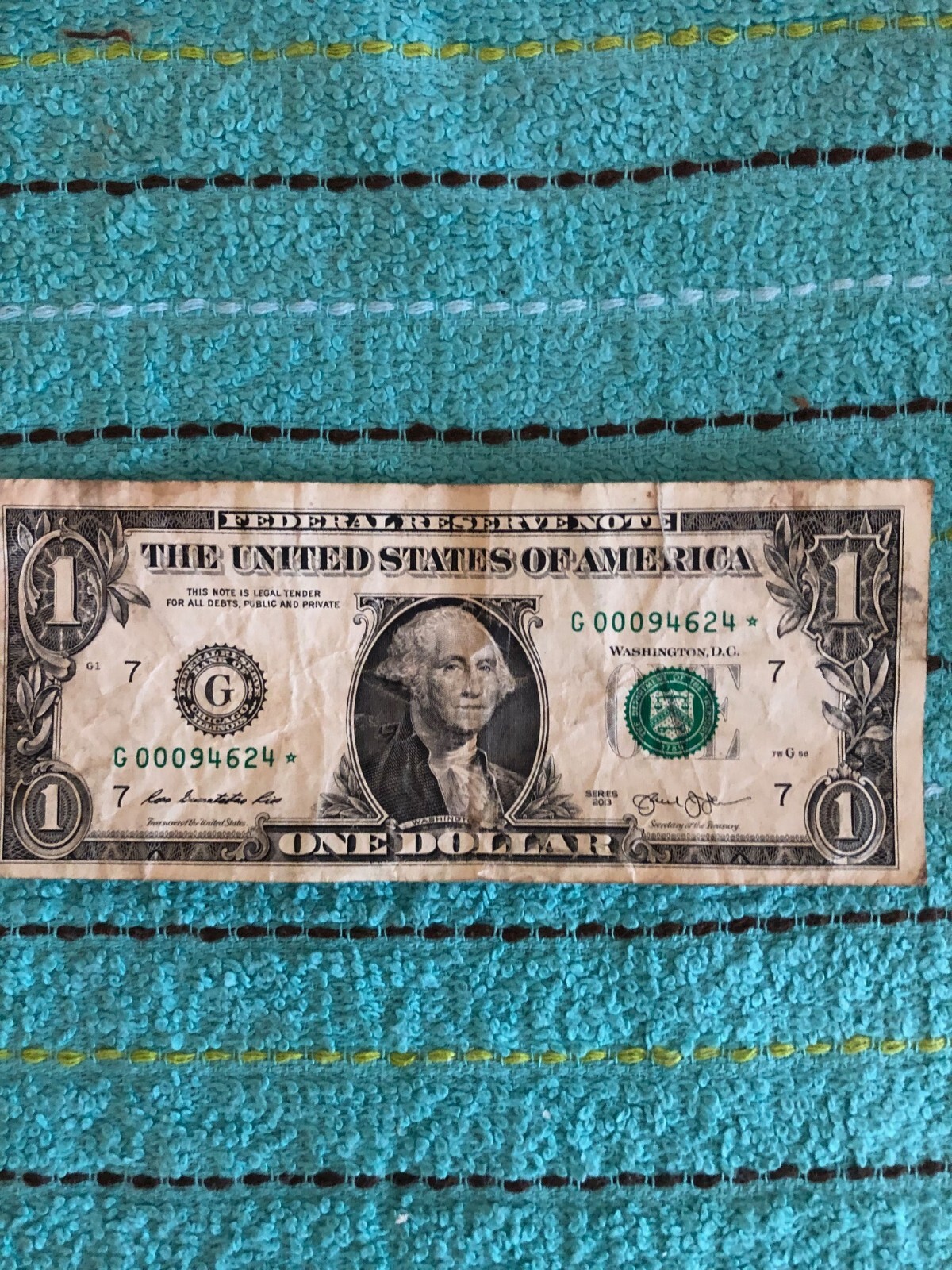 1 dollar bill star note 2013 G00094624* | eBay