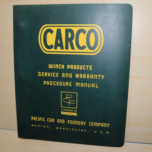 CARCO Winch Dealer Service Report Bulletin Warranty Manual Parts Owner ...