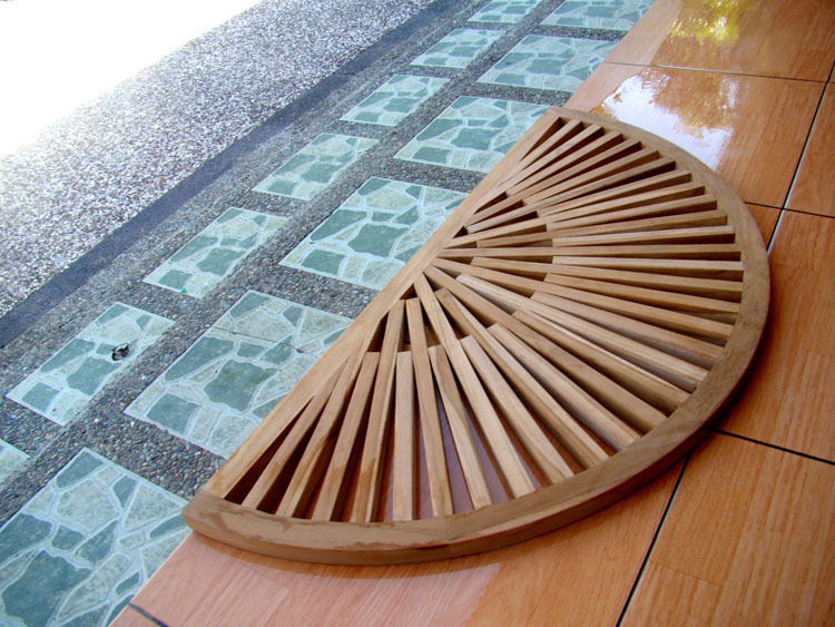 Grade-A Teak Wood Sun Burst Bath Spa Floor Mat Shower Outdoor Garden ...