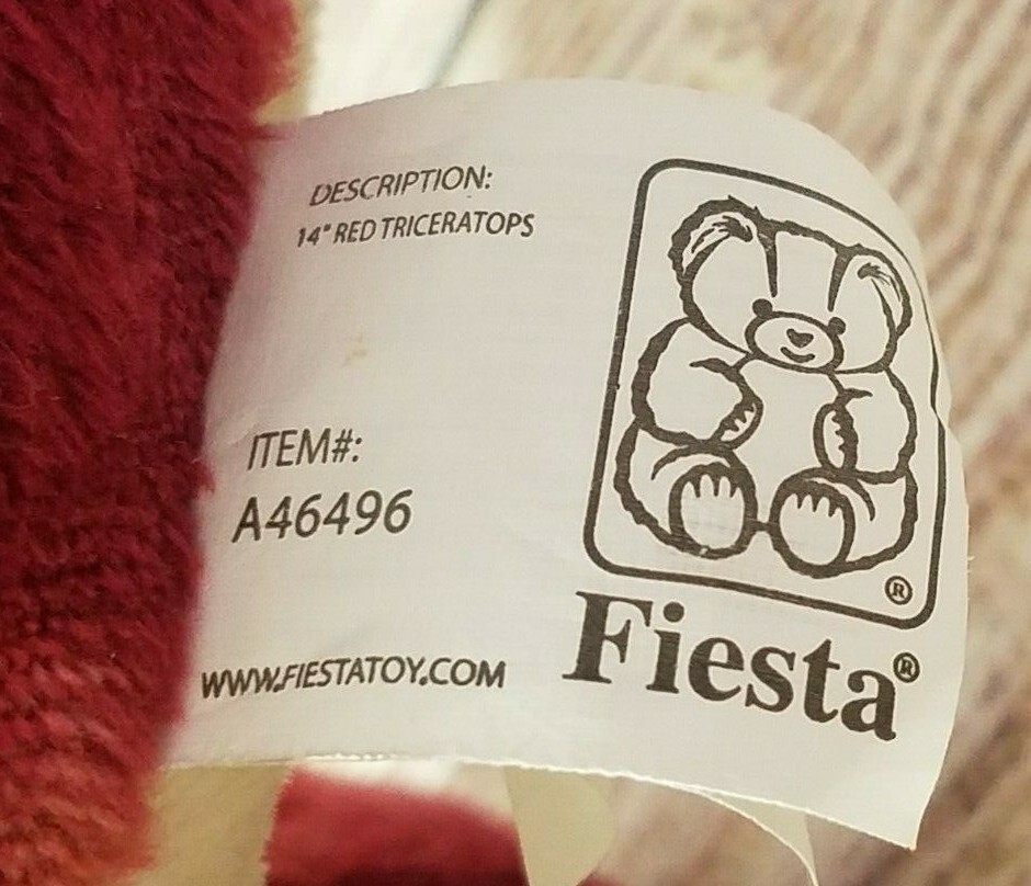 Fiesta Plush Dinosaur Stuffed Animal Red Triceratops 14" Gray Off White ...