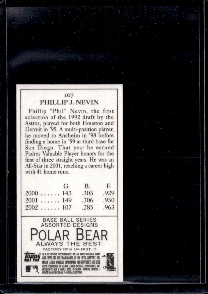 2003 Phil Nevin Topps 205 Mini Polar Bear #107 | eBay
