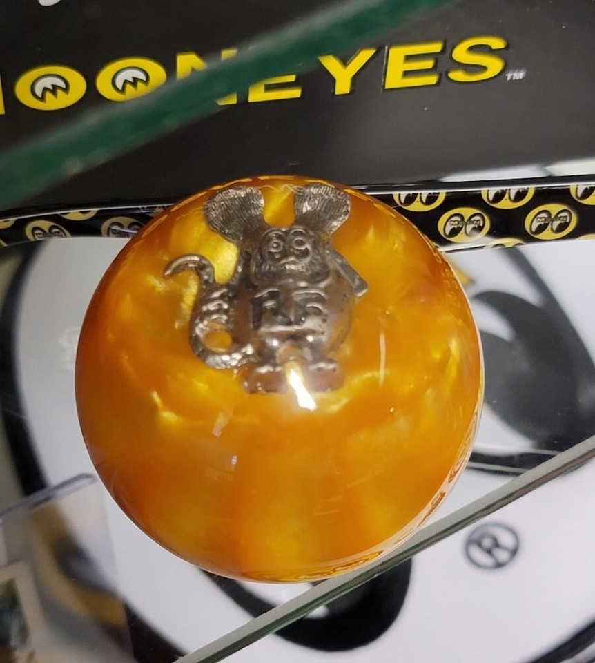 MOONEYES Amber Pearl RAT FINK Shift KNOB Hot Rod custom GASSER Drag ...