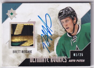 2014-15 UD Ultimate Collection Hockey Brett Ritchie Rookie Patch Auto ...