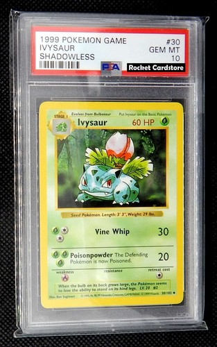 Pokemon Ivysaur Shadowless Bisaknosp EN 30/102 Base Set PSA 10 Gem Mint ...