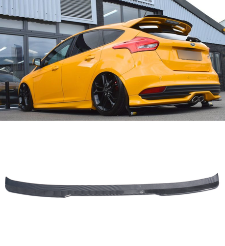 BOOT SPOILER ST STYLE CARBON FIBRE LOOK FITS FORD FOCUS MK3 2012-2018 ...