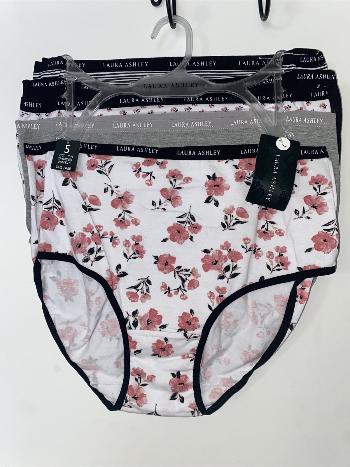 LAURA ASHLEY Intimates Cotton-Spandex Brief Panties~Size L~5 pair Style ...