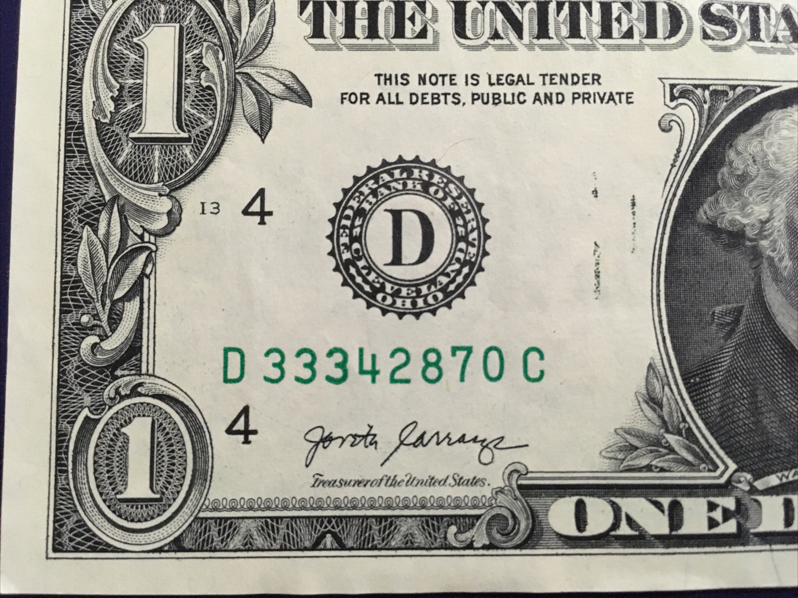 2017 $1 One Dollar Bill Misprint / Bleed Thru To Front CRISP Note Ink ...