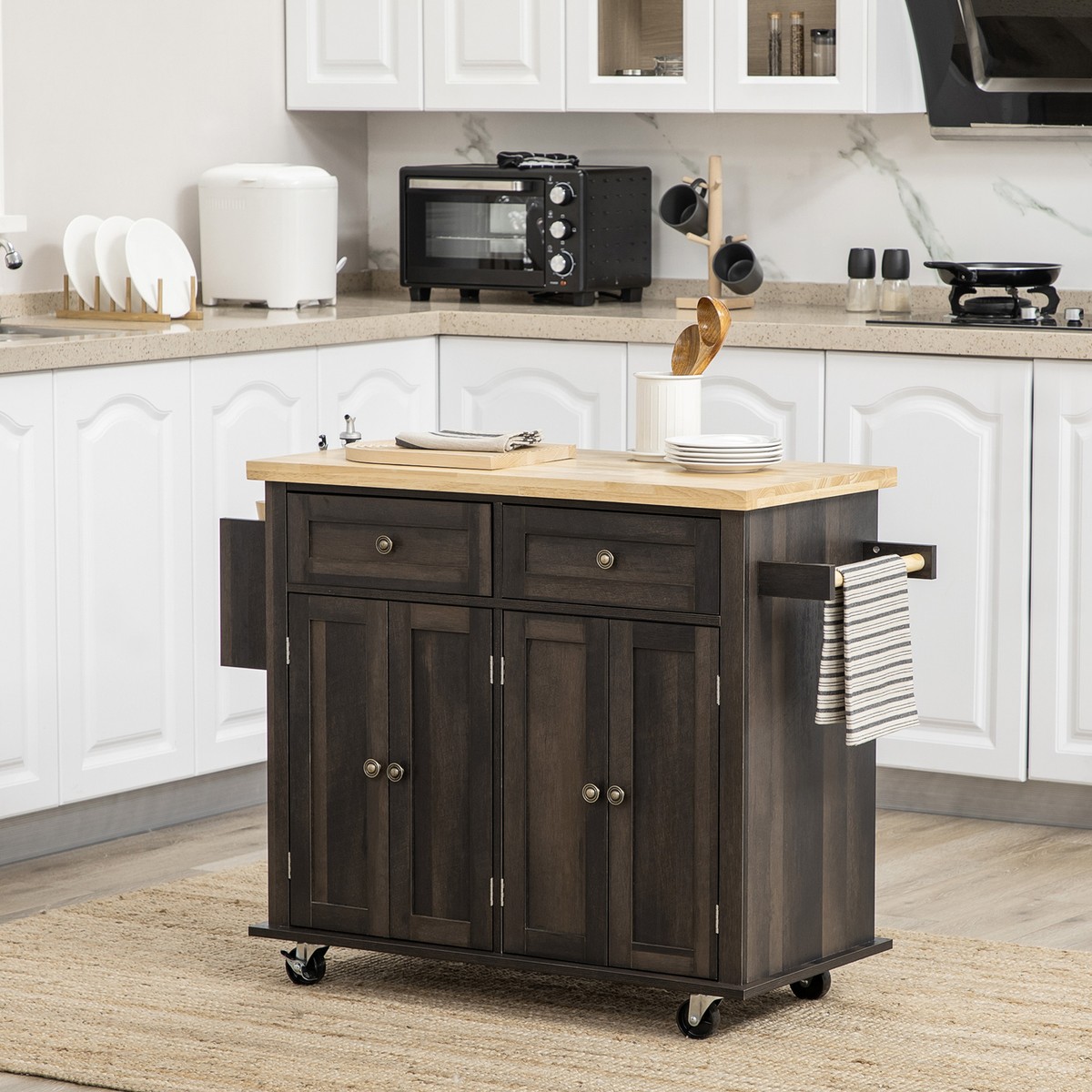 Kitchen Utility Cart With Wheels Costway Modern Rolling Kitchen Island