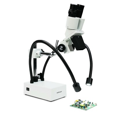 AmScope 20X-40X Compact Fixed-Lens Stereo Boom Microscope + Dual ...