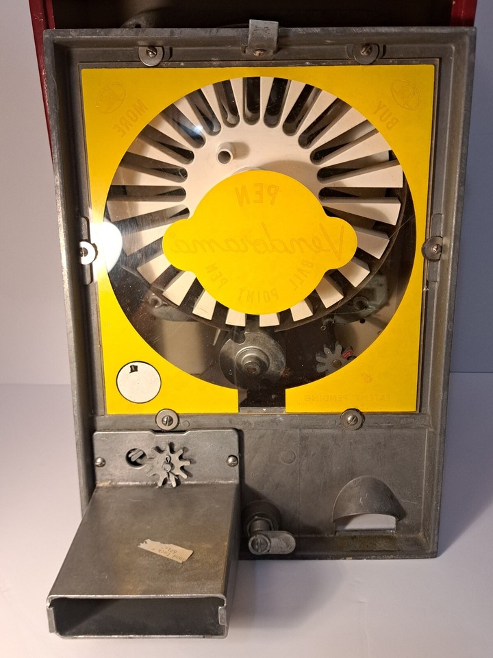 Vintage Rare Metal Body Red Vendorama Coin Op 25¢ Ballpoint Pen Vending ...