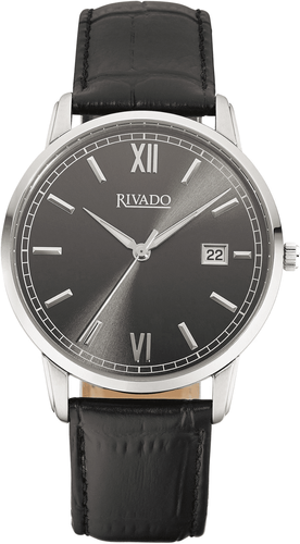 Rivado Herrenuhr massiv Edelstahl 39,5mm klassik elegant schlicht Datum ...