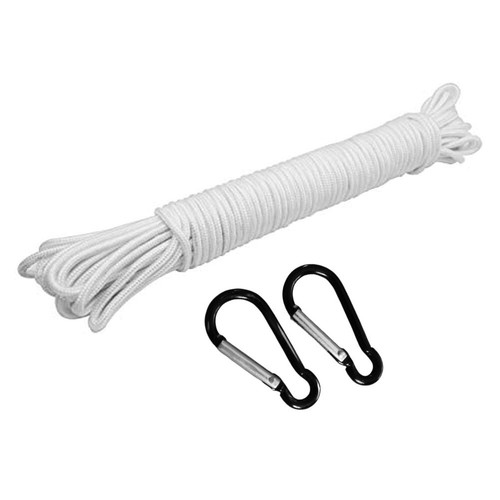 White Braided Rope With Hooks 38ft/11.5m Clotheslines Festival Durable ...