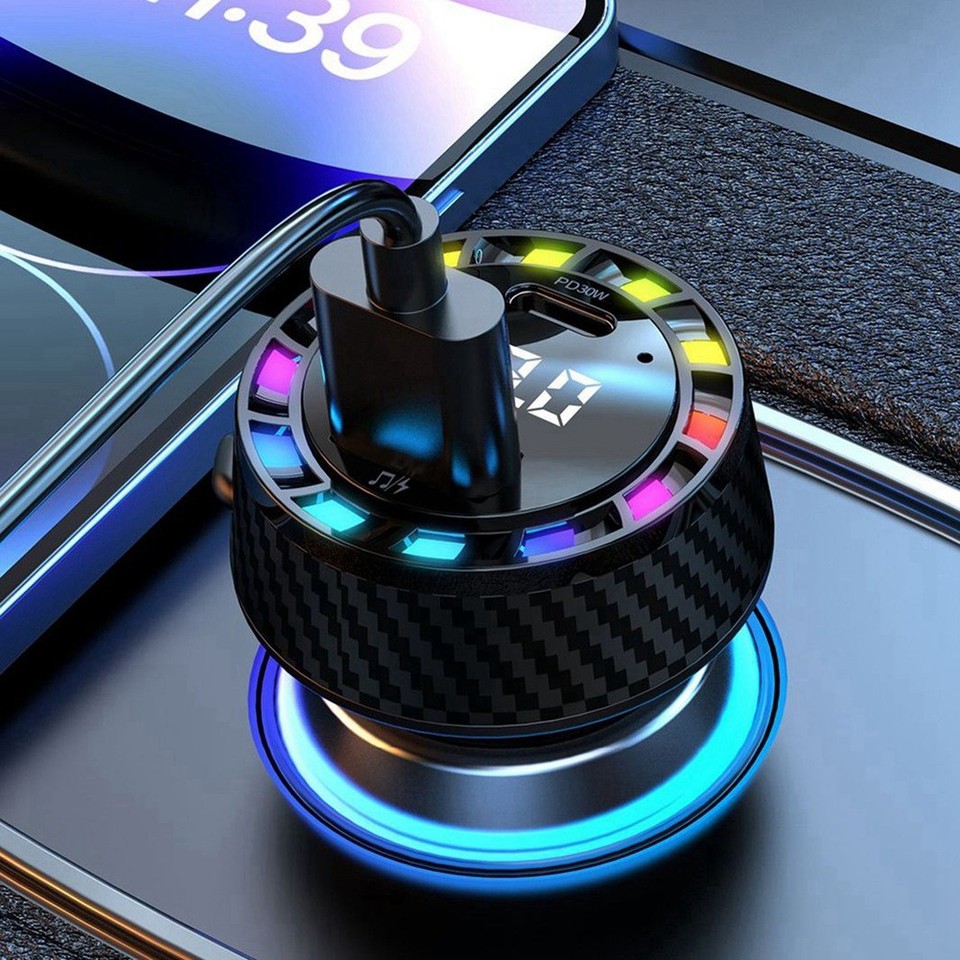 Car Bluetooth PD30W USB Port Fast Charging Adapter with LED Light ...