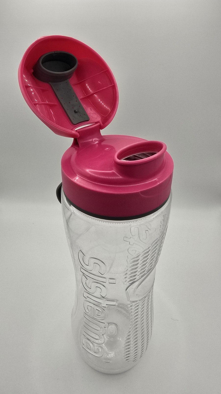 Sistema 0.8L Clear/Pink Plastic Reusable Water Bottle Flip Top Lid ...
