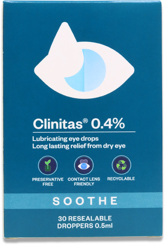 Clinitas Soothe 0.4% Perservative Free Eye Drops 30 x 0.5ml | Dry Eyes ...