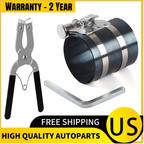 Piston Ring Compressor Professional Piston Install Tool with Wrench 2-1 ...