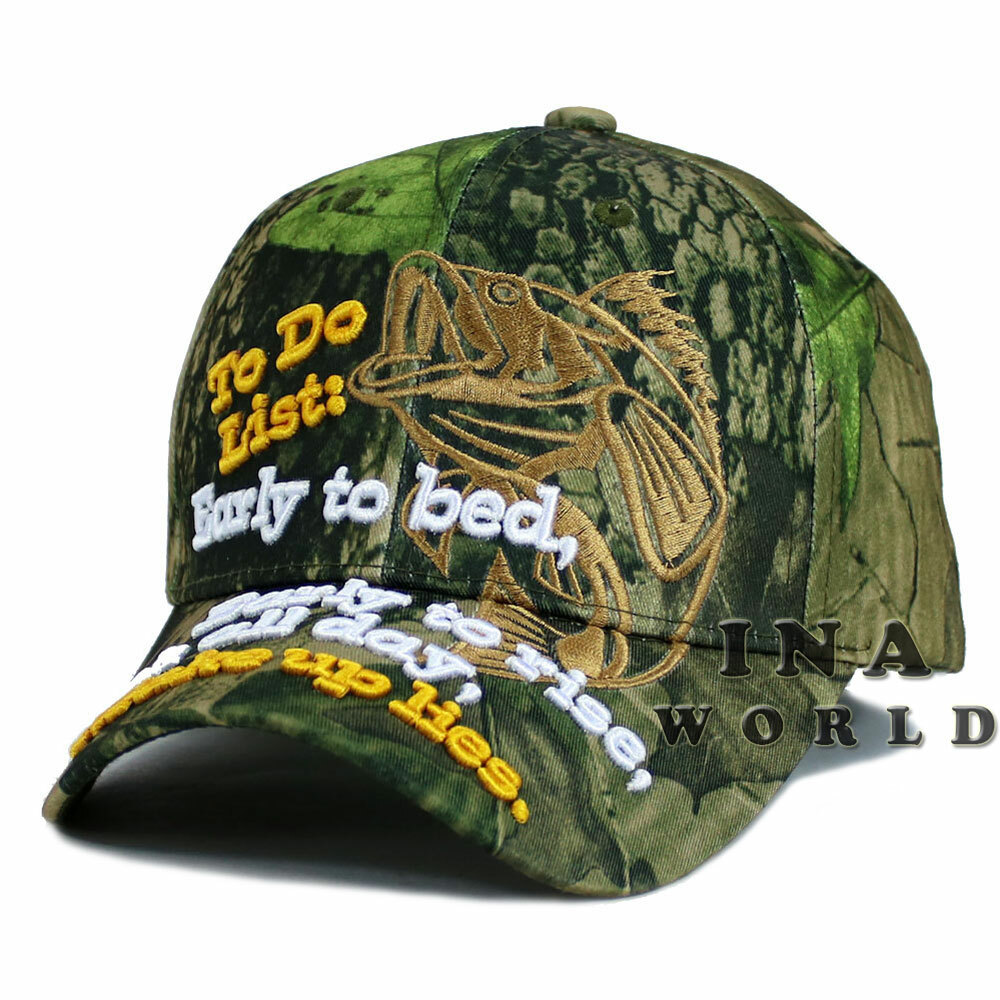 FISHING Hat FISH Embroidered Camouflage Outdoor Sports Adjustable ...