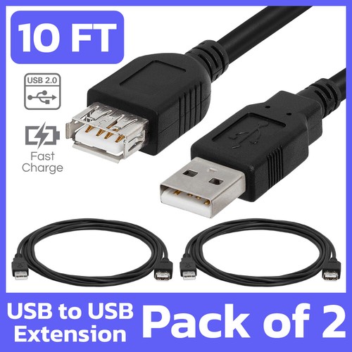 2 Pack USB Extension Cable 10ft USB Cord Extender Standard Type A Male ...