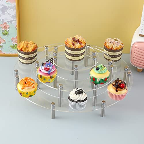 2 Pack Display Risers 3 Tier Half Moon Clear Acrylic Display Stand For ...