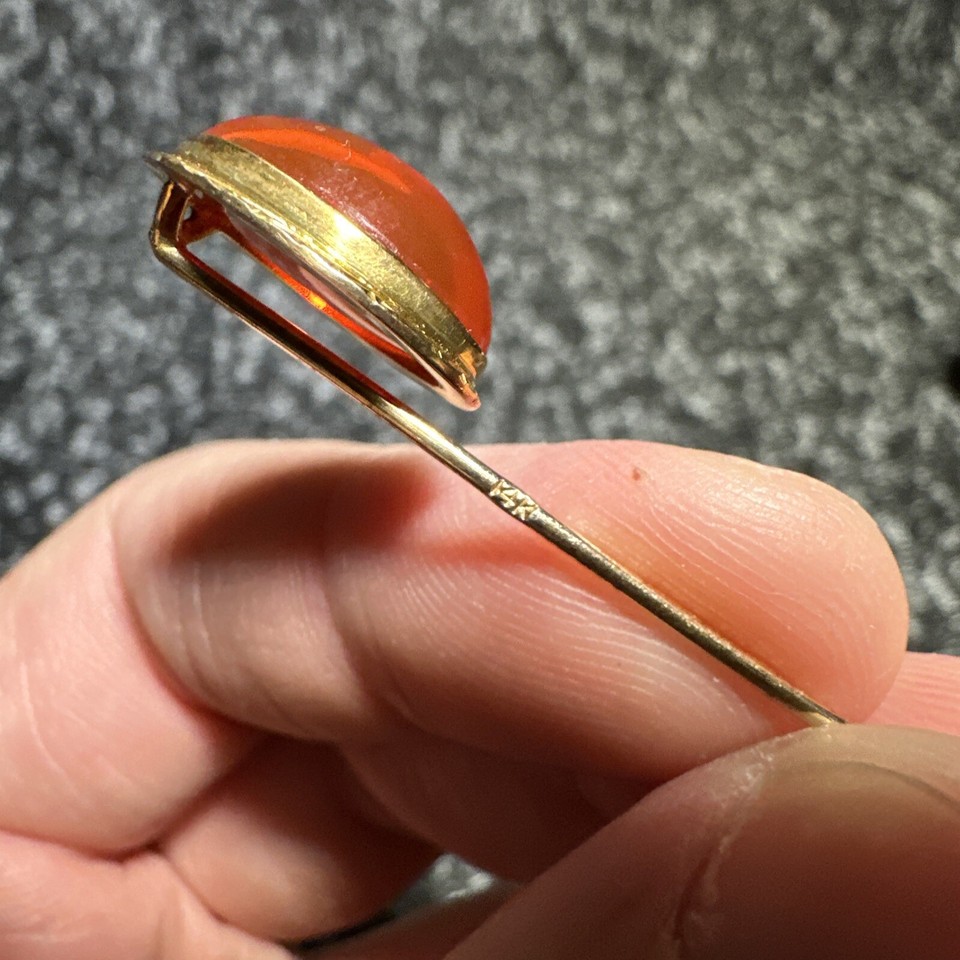 Antique Victorian Stick Pin 14k Gold With Carnelian Stone | eBay