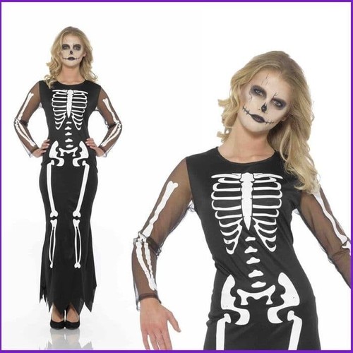 Halloween Ladies Skeleton Dress Costume | eBay