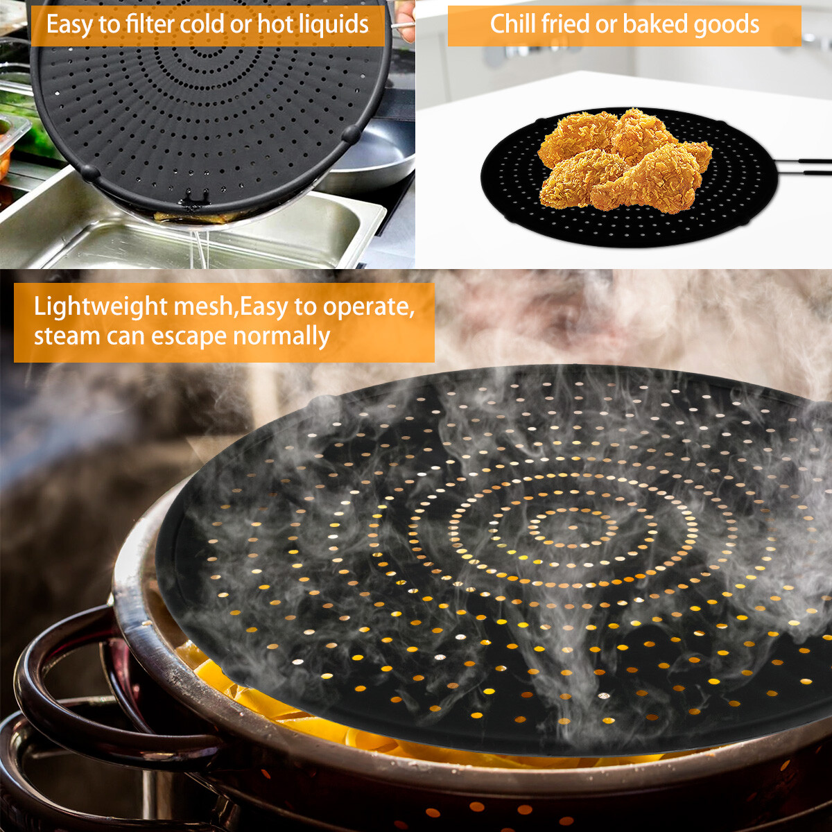 Splatter Screens 13 Inch Silicone Cooking Screen Pan Cover with ...