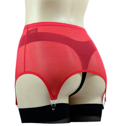 Allacki Stretchy 4 Straps Garter Belt Open Bottom Girdle Mesh Underwear ...